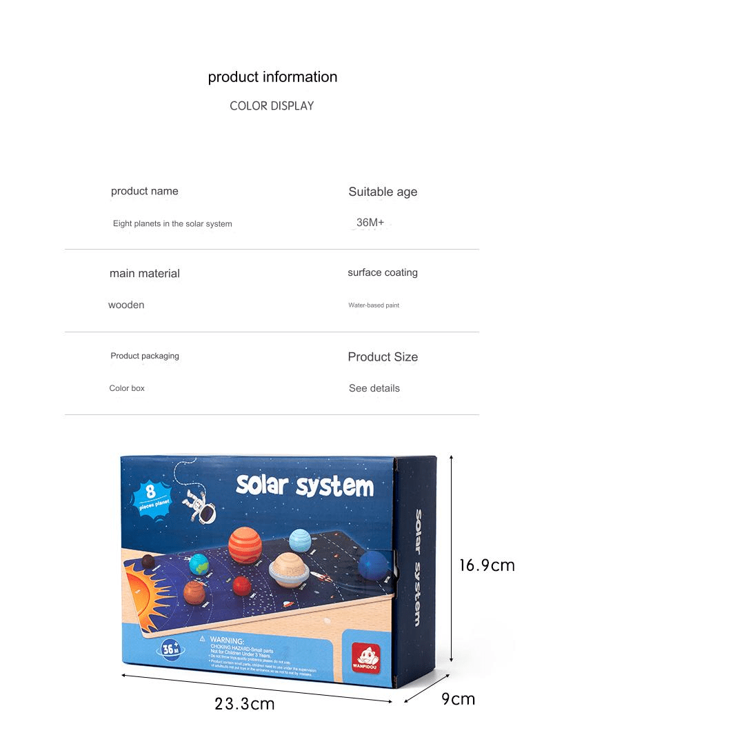 Solar System 8 Planets Model Ball Wood Puzzle Board Children's ...