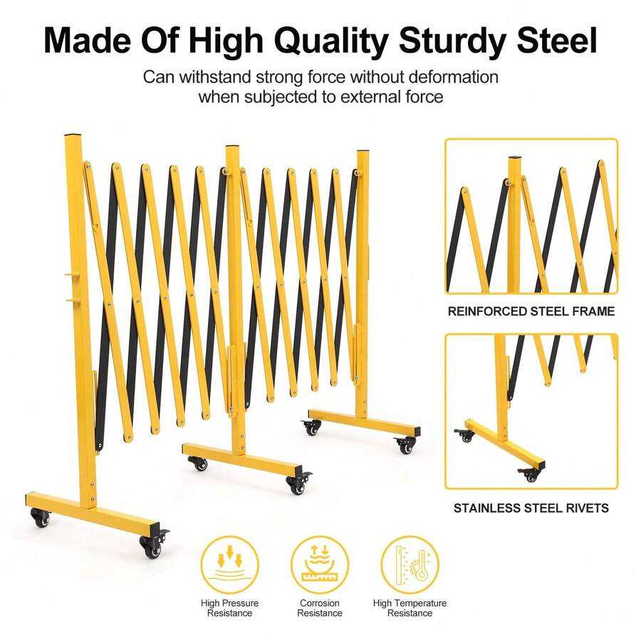 Industrial Expandable Metal Barricade, 16FT Mobile Safety Barrier Gate ...