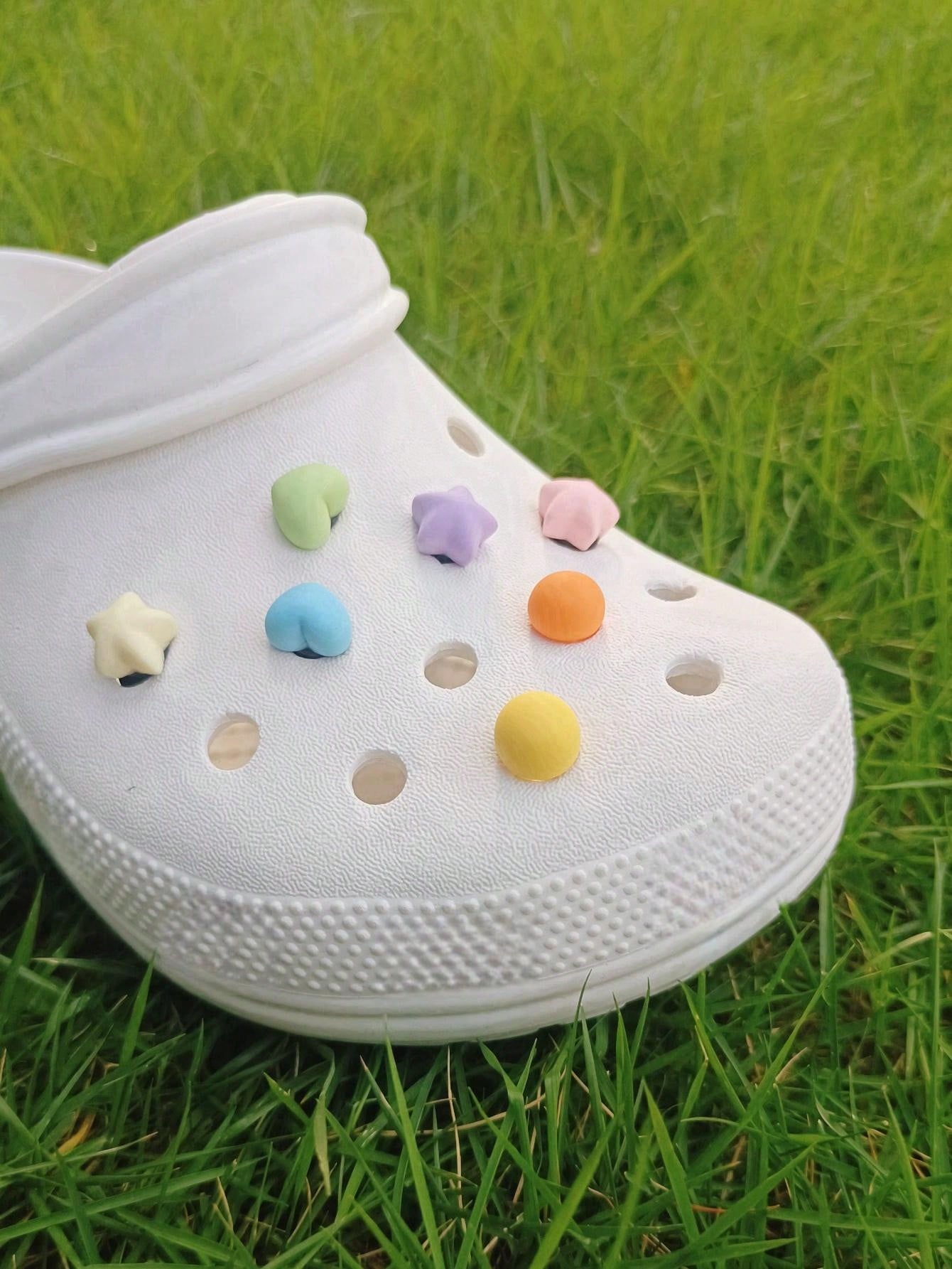 14pcs 3d Style Heart, Star & Ball Shaped Hole Shoes Decoration, Lovely ...