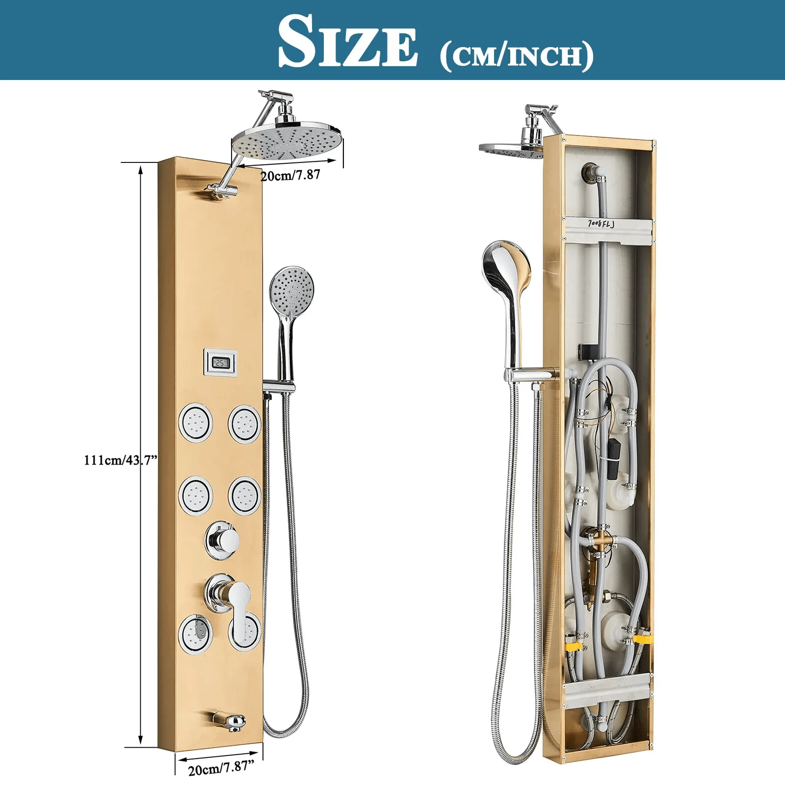 Senlesen Brushed Gold Shower Panel Tower System, Stainless Steel Shower ...