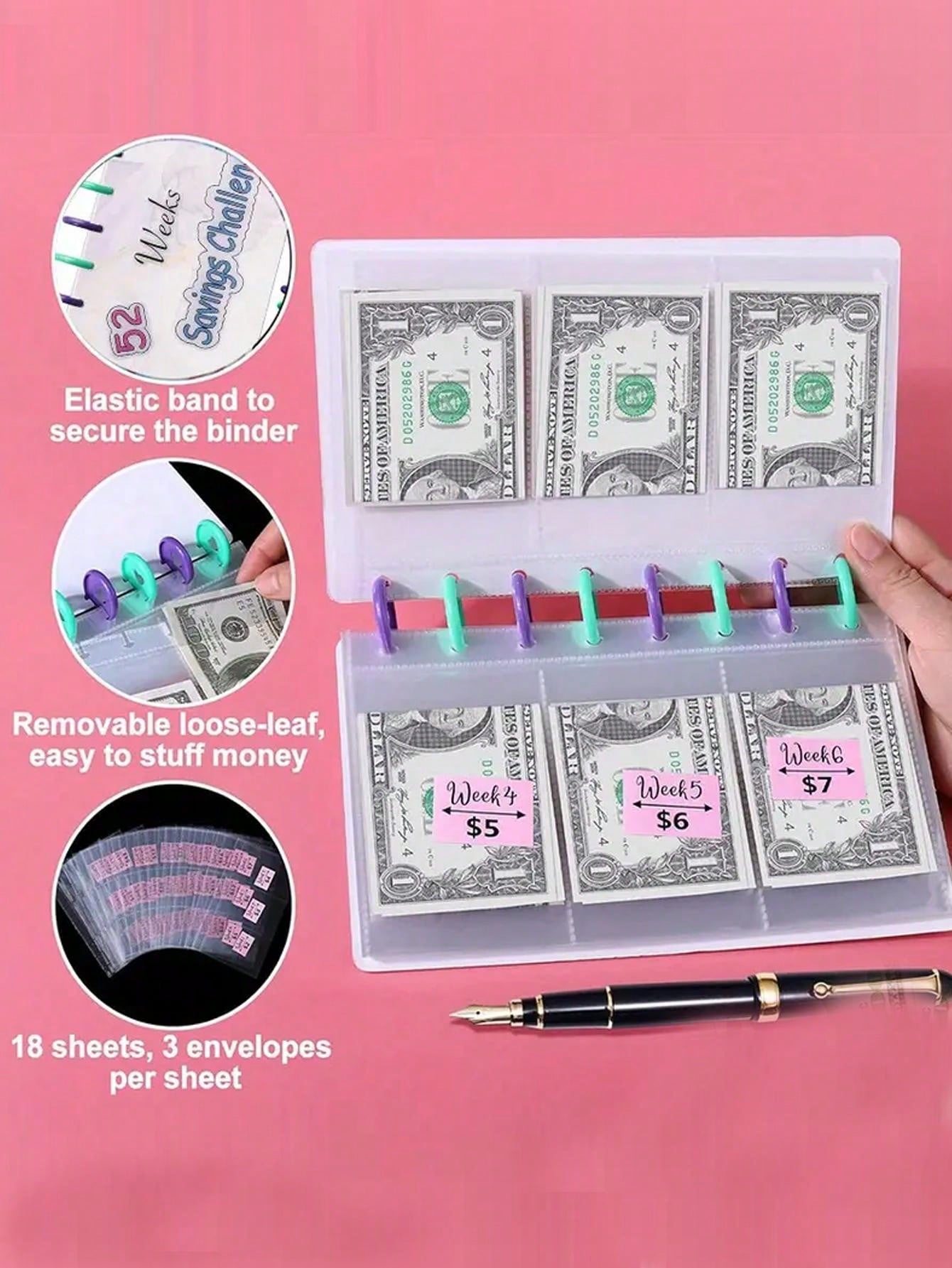 1 Piece 52 Week Money Saving Challenge Binder, Money Saving Challenge ...