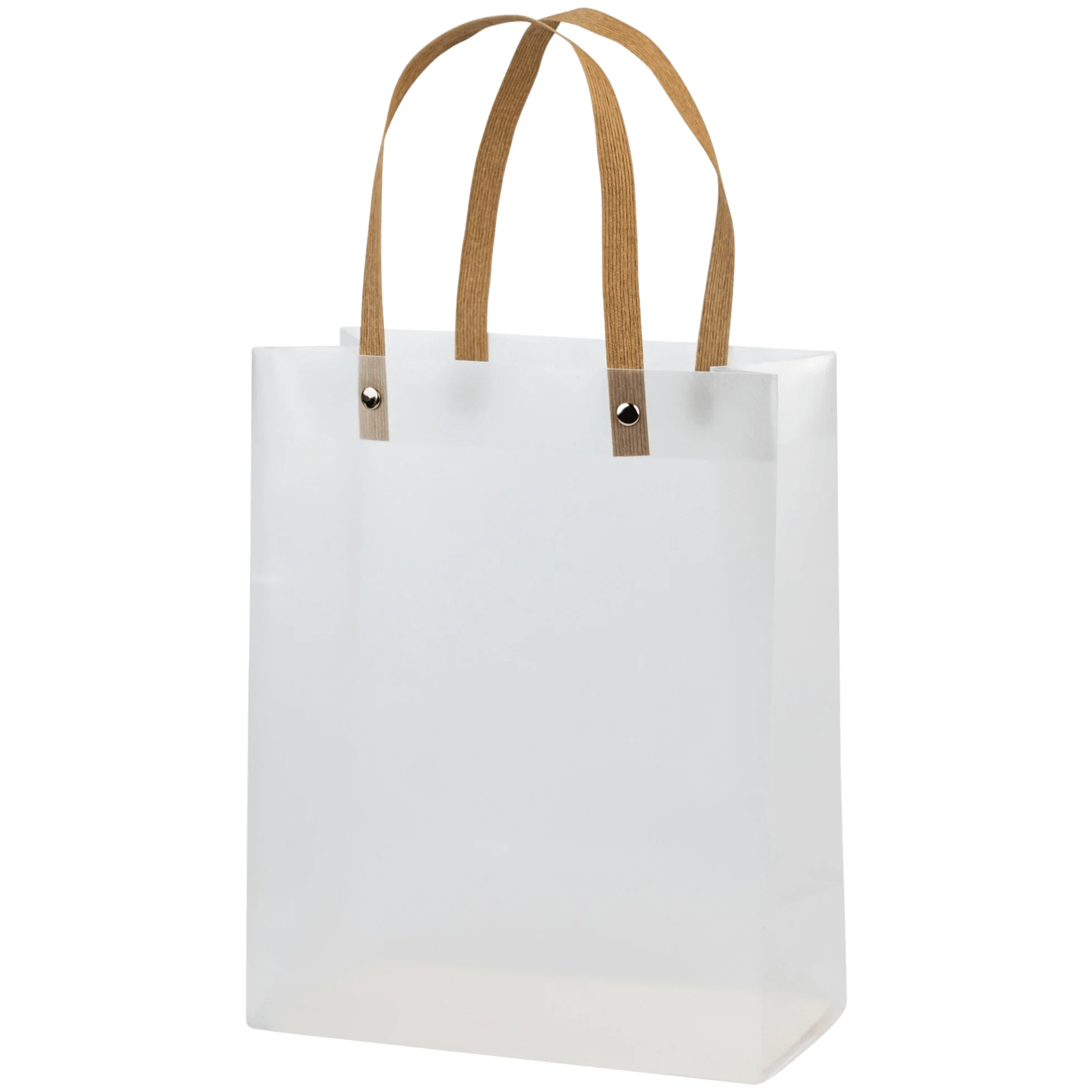 Clear Plastic Bag With Brown Straw Handle 9.75X7.75X4 Inches 20 Pack ...
