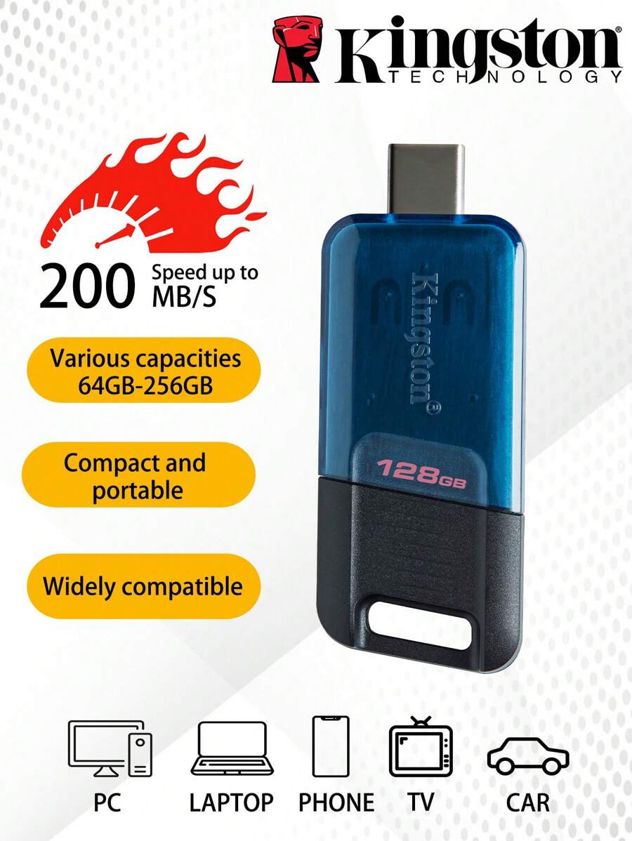 Kingston DT80M Flash Drive USB 3.2 Gen 1 DataTraveler 80 M USB-C With ...