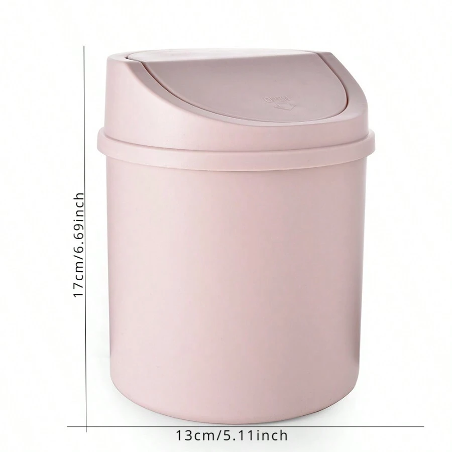 1Pc Mini Desktop Bin Bedroom Clean Small Trash Can Tube with Cover ...