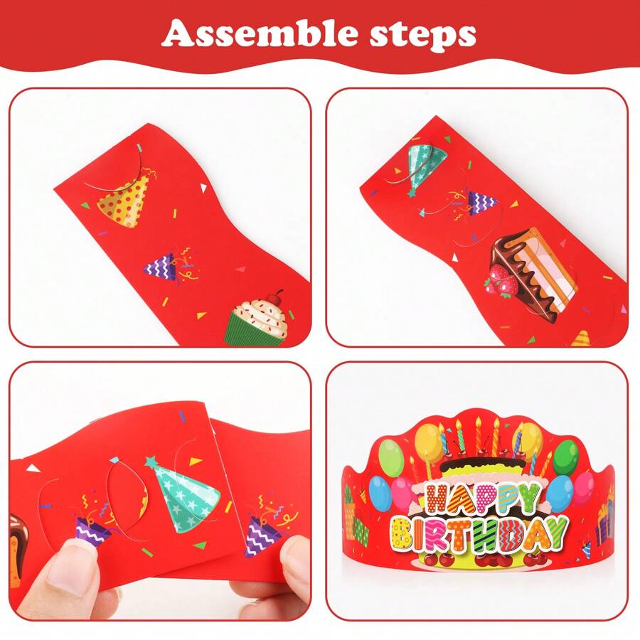 48 Pieces Birthday Crowns For Classroom, Adjustable Paper Happy ...