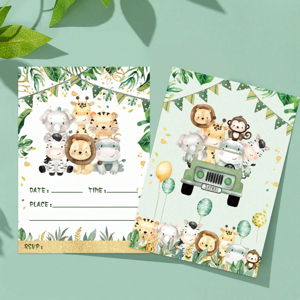 12pcs Jungle Animal Hunting Theme Style Paper Invitation Card ...