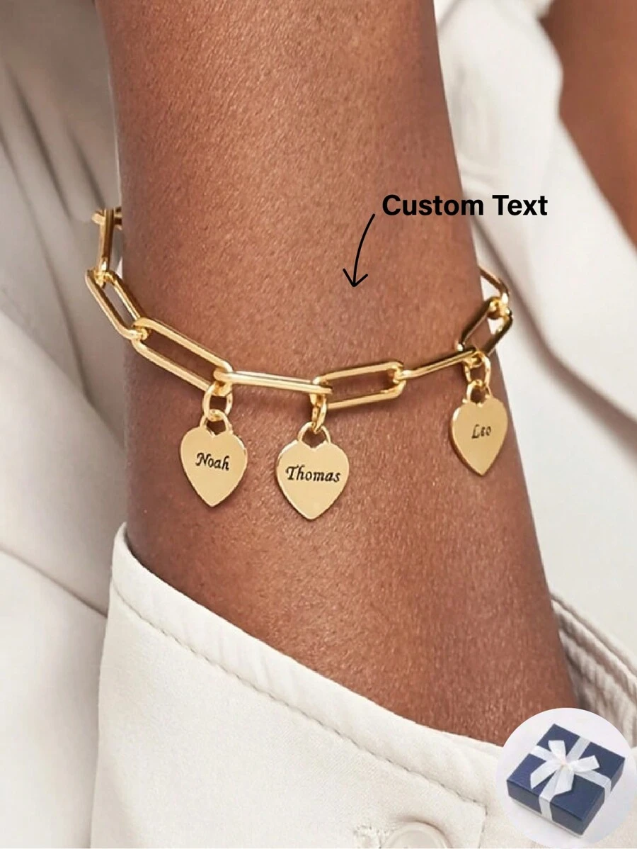 Customizable Heart Shaped Bracelet, Friendship Bracelet, Valentine's ...