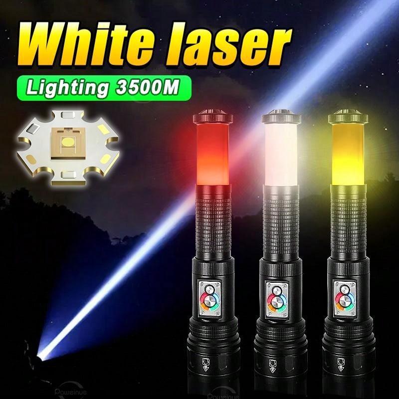 Newest White Laser LED Flashlight Long Shot Rechargeable Torch Light ...