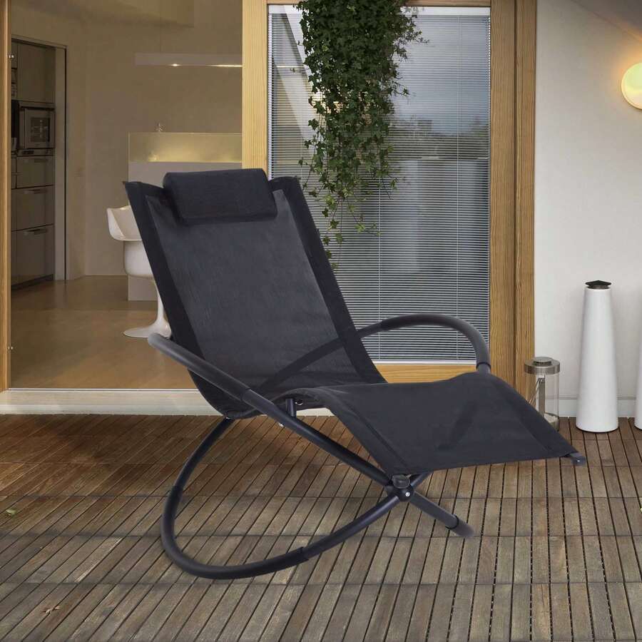 Outsunny Outdoor Orbital Lounger Zero Gravity Patio Chaise Foldable ...