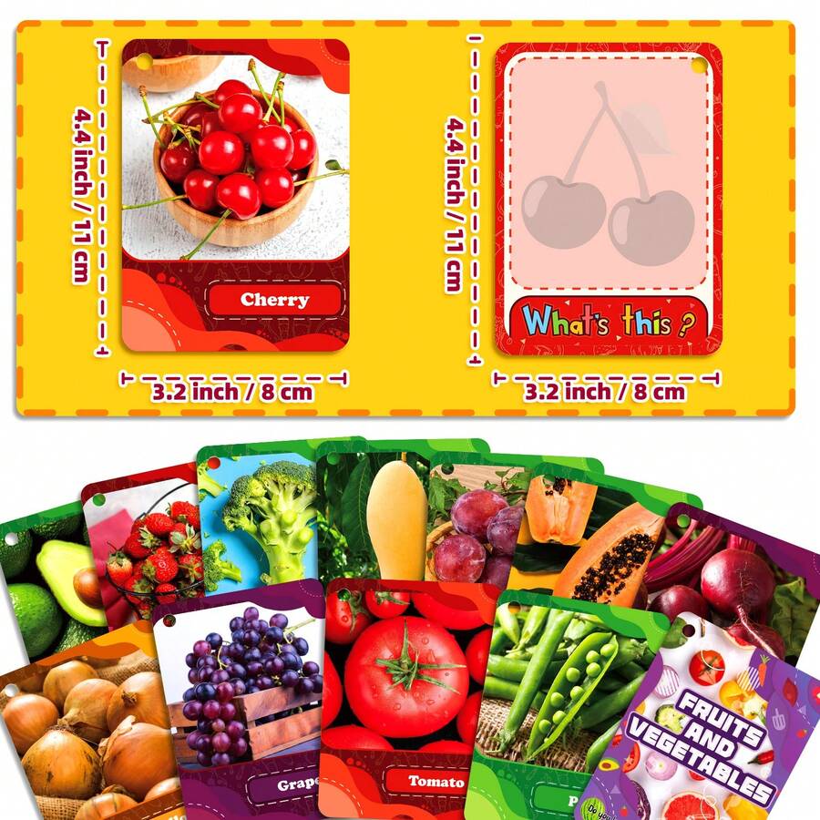 45pcs Fruits & Vegetables Flash Cards, Reading Flash Cards For ...