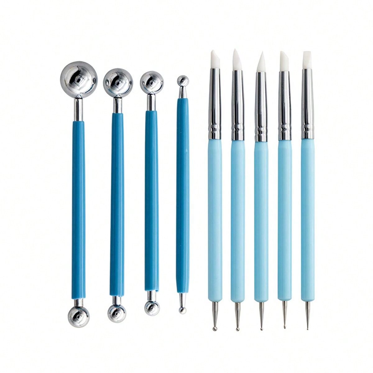 9pcs/Set Pottery Tools, Silicone Dotting Pen, Steel Ball Stylus ...