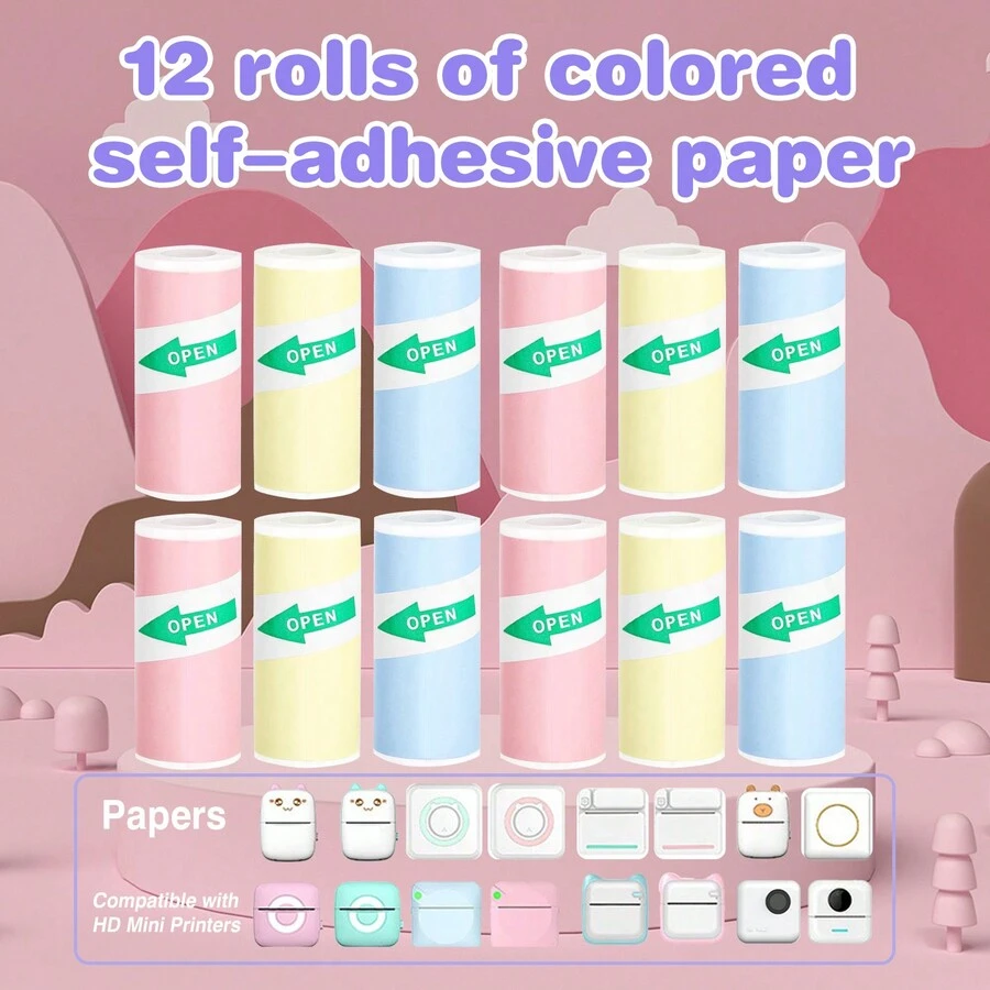 Mini Printing Paper, Colorful Adhesive Paper Printable Stickers For ...