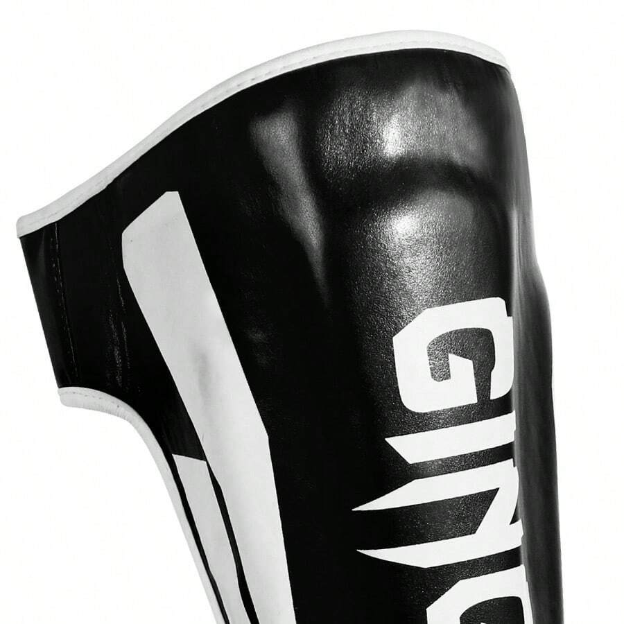 1pair Black & White Unisex Professional Muay Thai Leg Guards With Foot ...