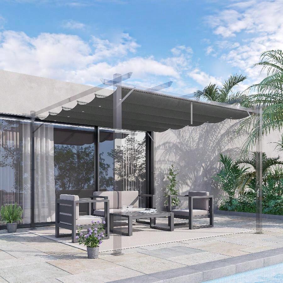 Outsunny Retractable Pergola Shade Cover, Replacement Canopy Fabric For ...