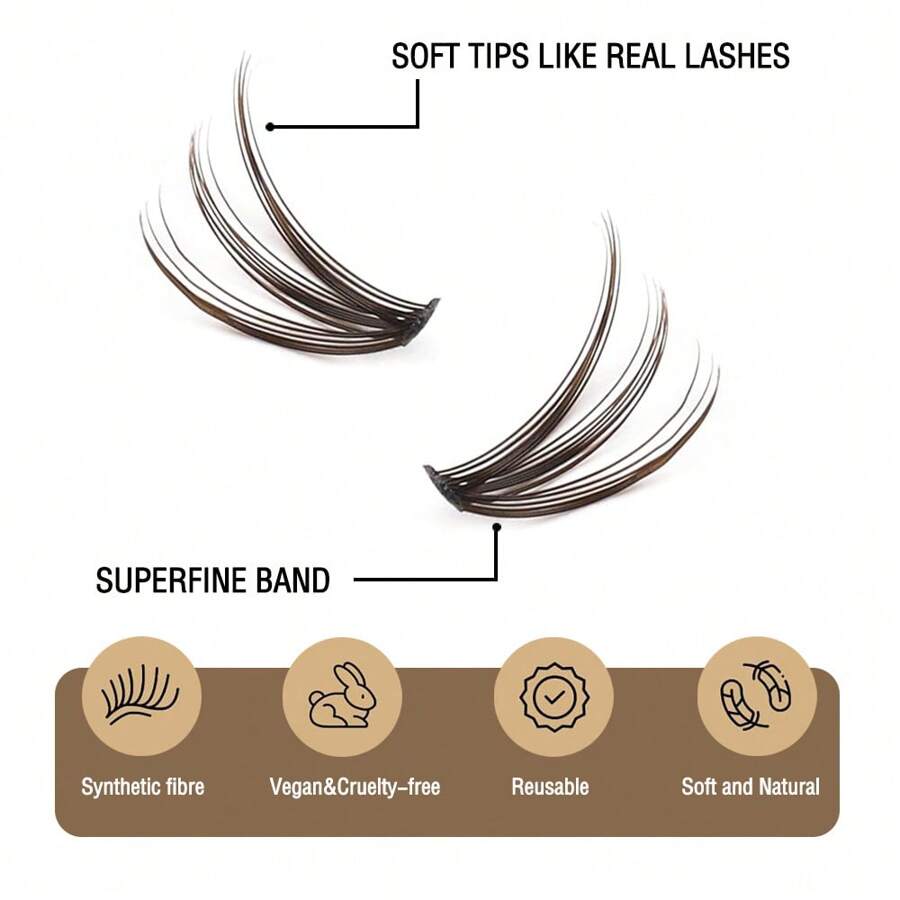 PALM LASHES Brown Lash Clusters DIY Lash Extension 240 Pcs 40D Mix8 ...