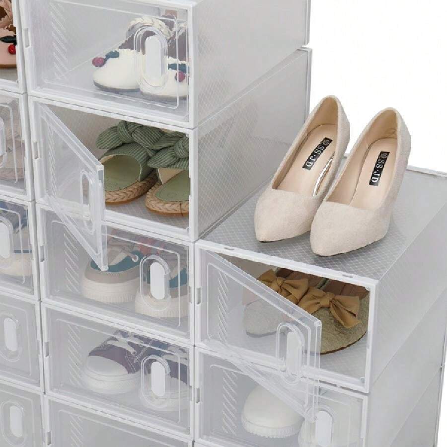 Shoe Storage Boxes 18 Pack Clear Plastic Stackable - White | SHEIN USA