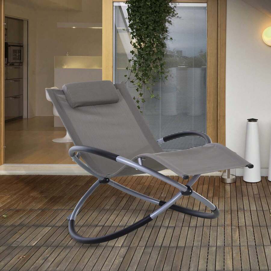 Outsunny Outdoor Orbital Lounger Zero Gravity Patio Chaise Foldable ...