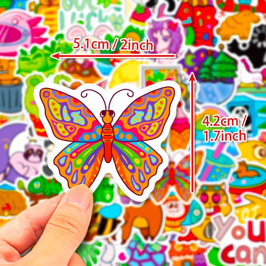 100pcs Aesthetics Stickers Pack, Cartoon Animal Vinyl Waterproof ...