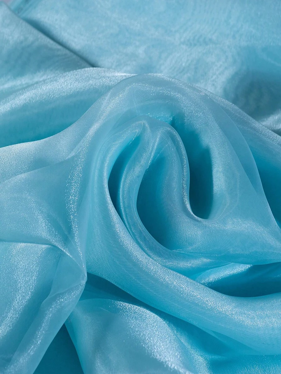 1pc Shiny And Smooth Translucent Aqua Tulle Fabric For Wedding 3-Layers ...
