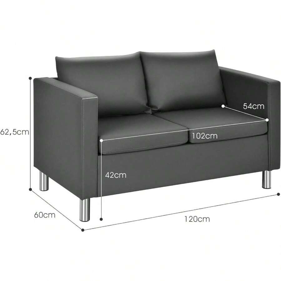 2 Sitzer Sofa, 2er Couch mit 2 Kissen, Sofagarnitur Bezug aus ...