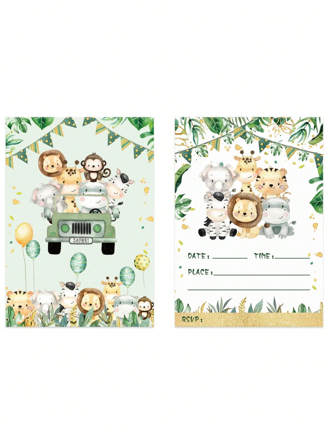 12pcs Jungle Animal Hunting Theme Style Paper Invitation Card ...