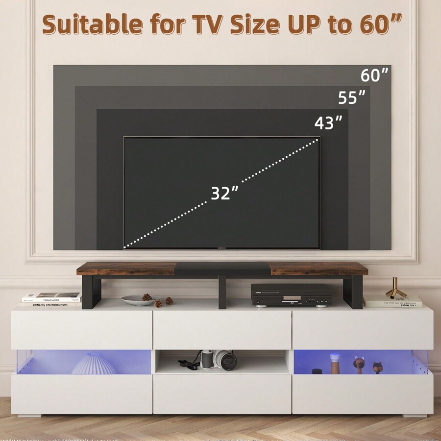 45" Large TV Riser For 32-60 Inch TV, TV Riser Stand Shelf With Steel ...