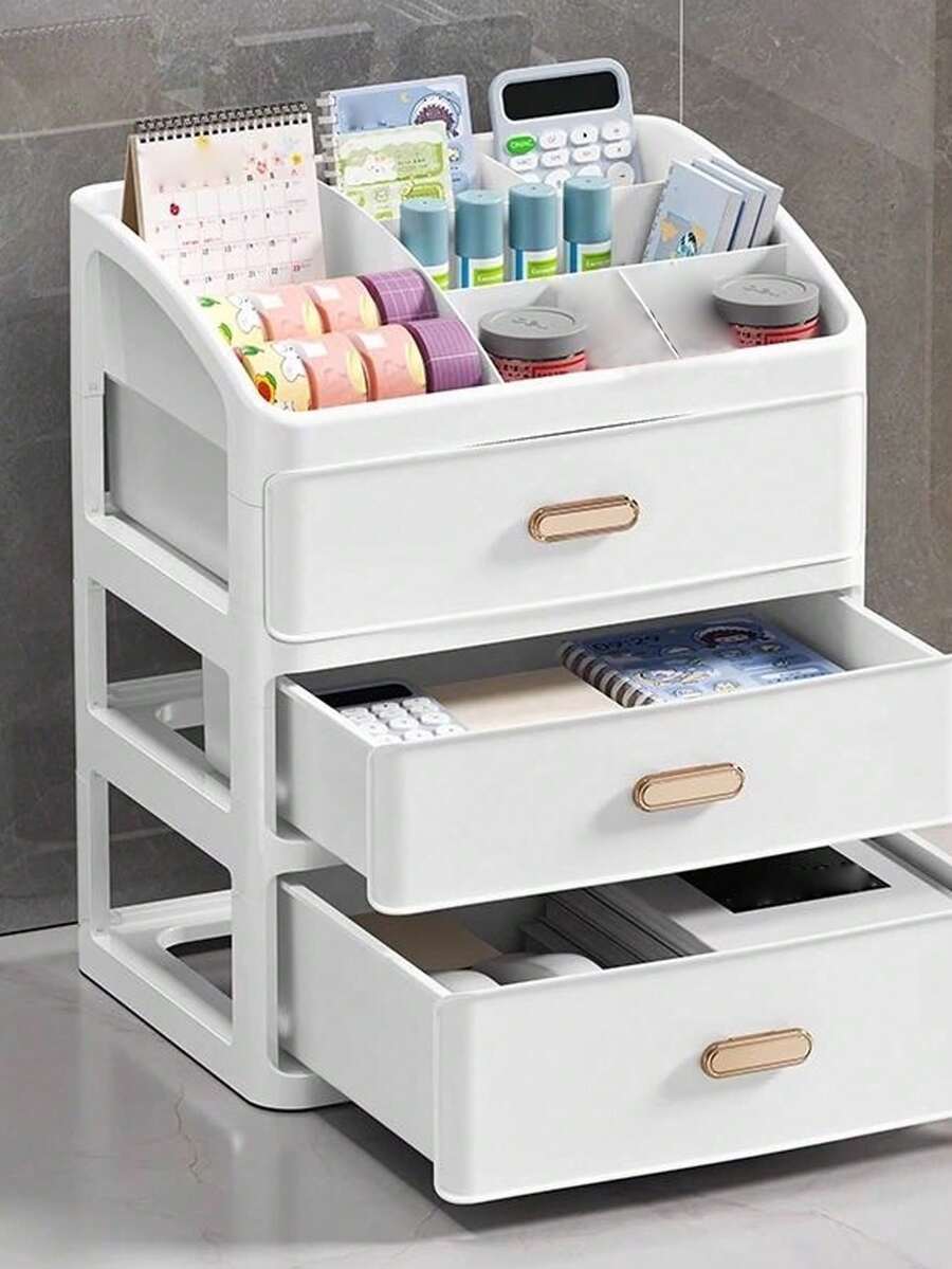 1pc Desktop Multi-Layered Separated Cosmetic Storage Box, With Drawers ...