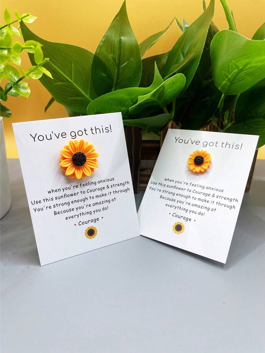 1pc Sunflower With Poem Card, Support Gift, Friend Gift, Hug Symbol ...