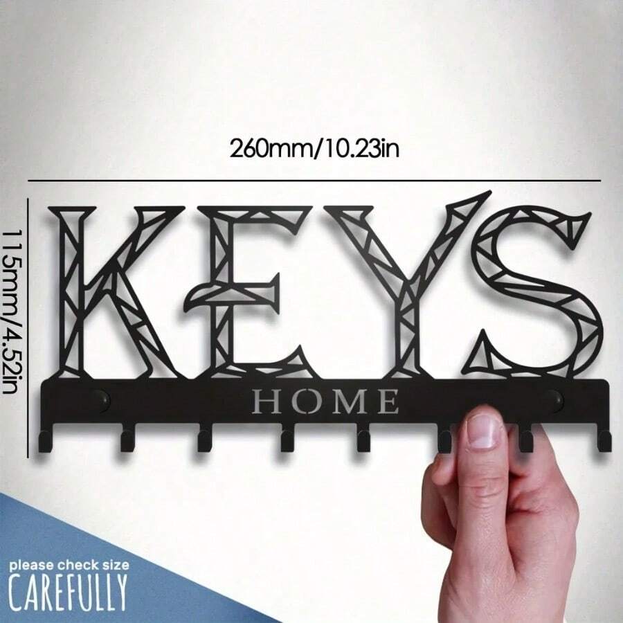 1pc Wrought Iron Alphabet Lines Hook, Black Alphabet Welcome Home Key ...