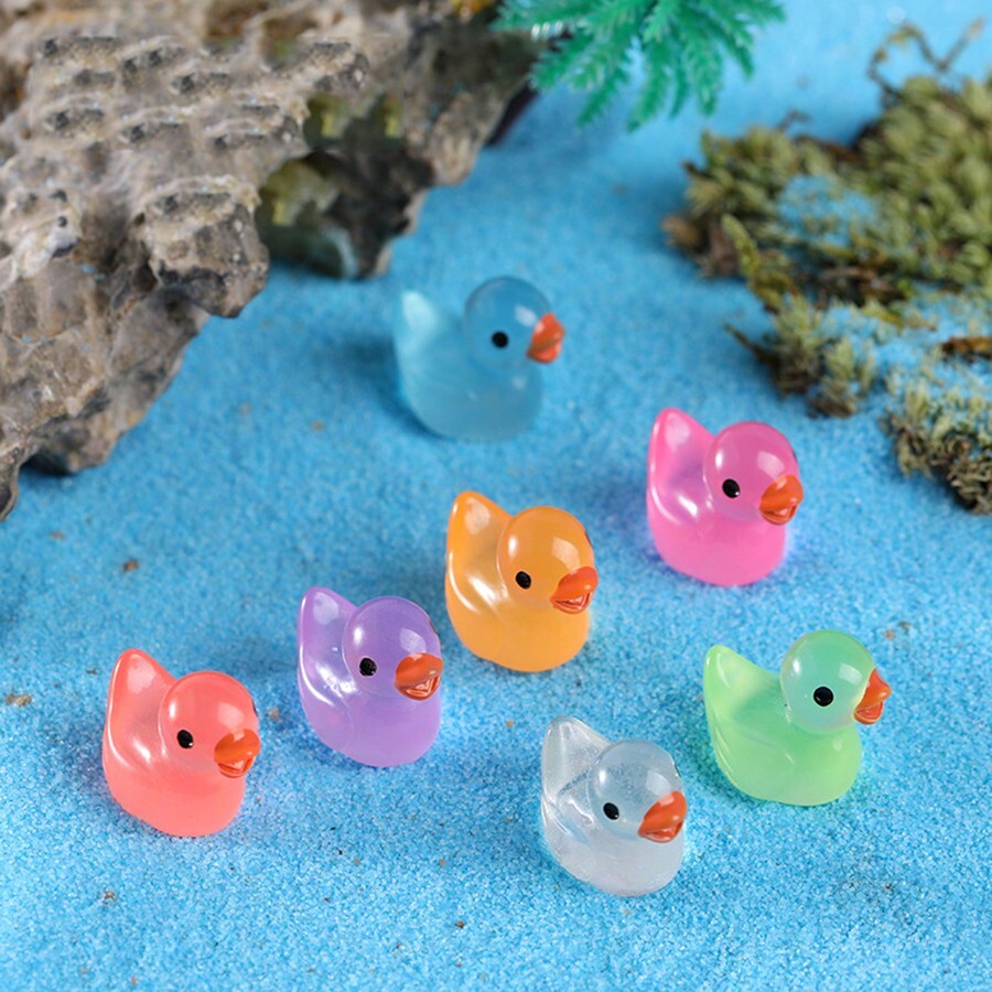 100Pcs Luminous Tiny Ducks Mini Resin Ducks Glow In The Dark Duck ...
