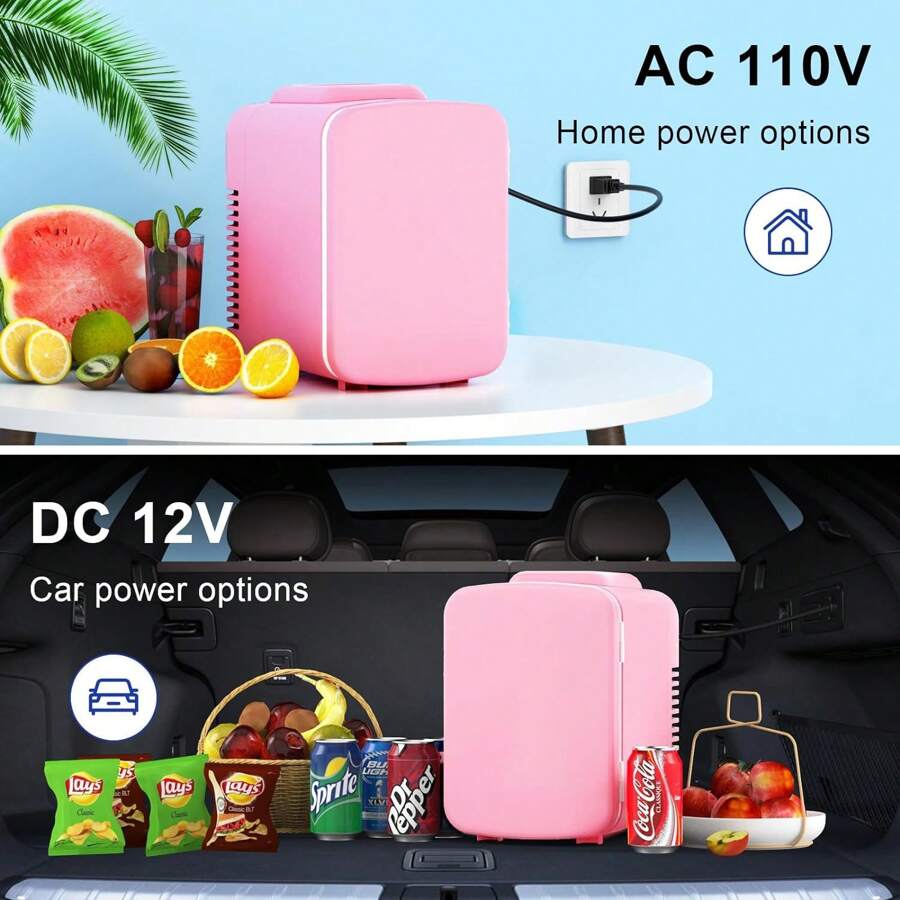 Mini Fridge, 4 Liter/6 Cans Skincare Fridge For Bedroom, Portable ...