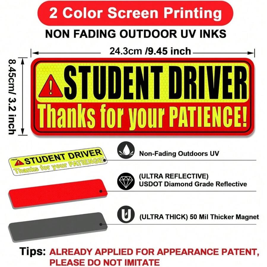 3 Pcs Driver Magnet For Car,Be Patient Student Driver Boys And Girls ...