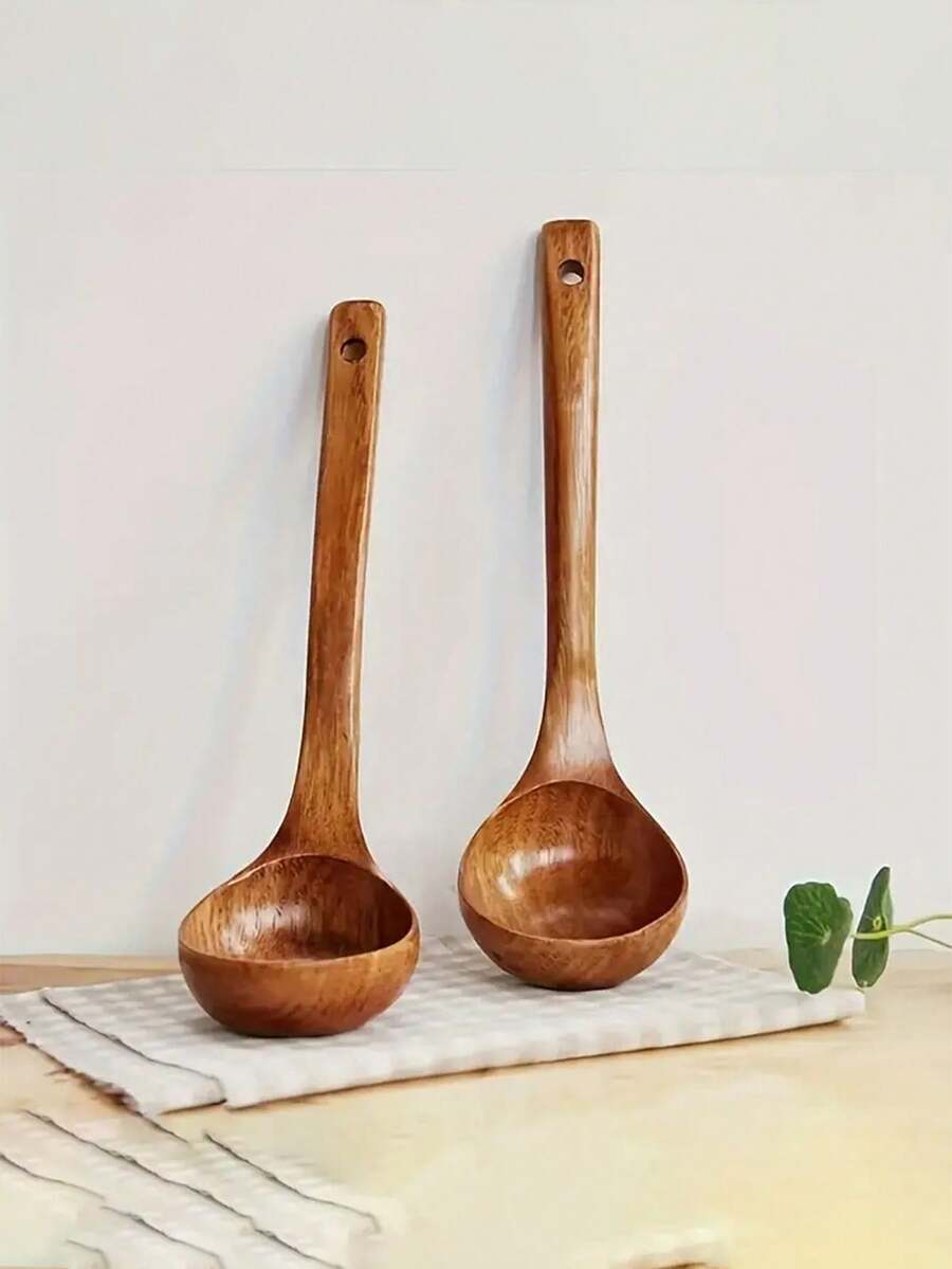 1pc Japanese Creative Natural Wood Lacquer Soup Spoon, Household Wooden ...