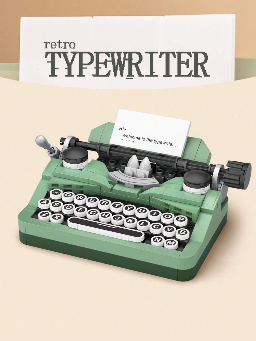 Bricks New Retro Typewriter Building Blocks Assembled Diy Toy Printer ...