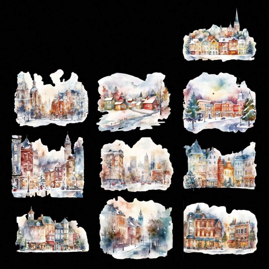 1pack 20pcs Winter Snowy Landscape Theme Diy Stickers For Scrapbooking ...