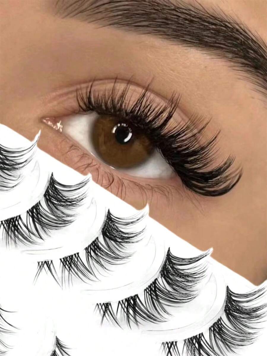 5 Pairs Faux Mink Volumes Fake Lashes,Cat Eye Strip Lashes Fairy Style ...
