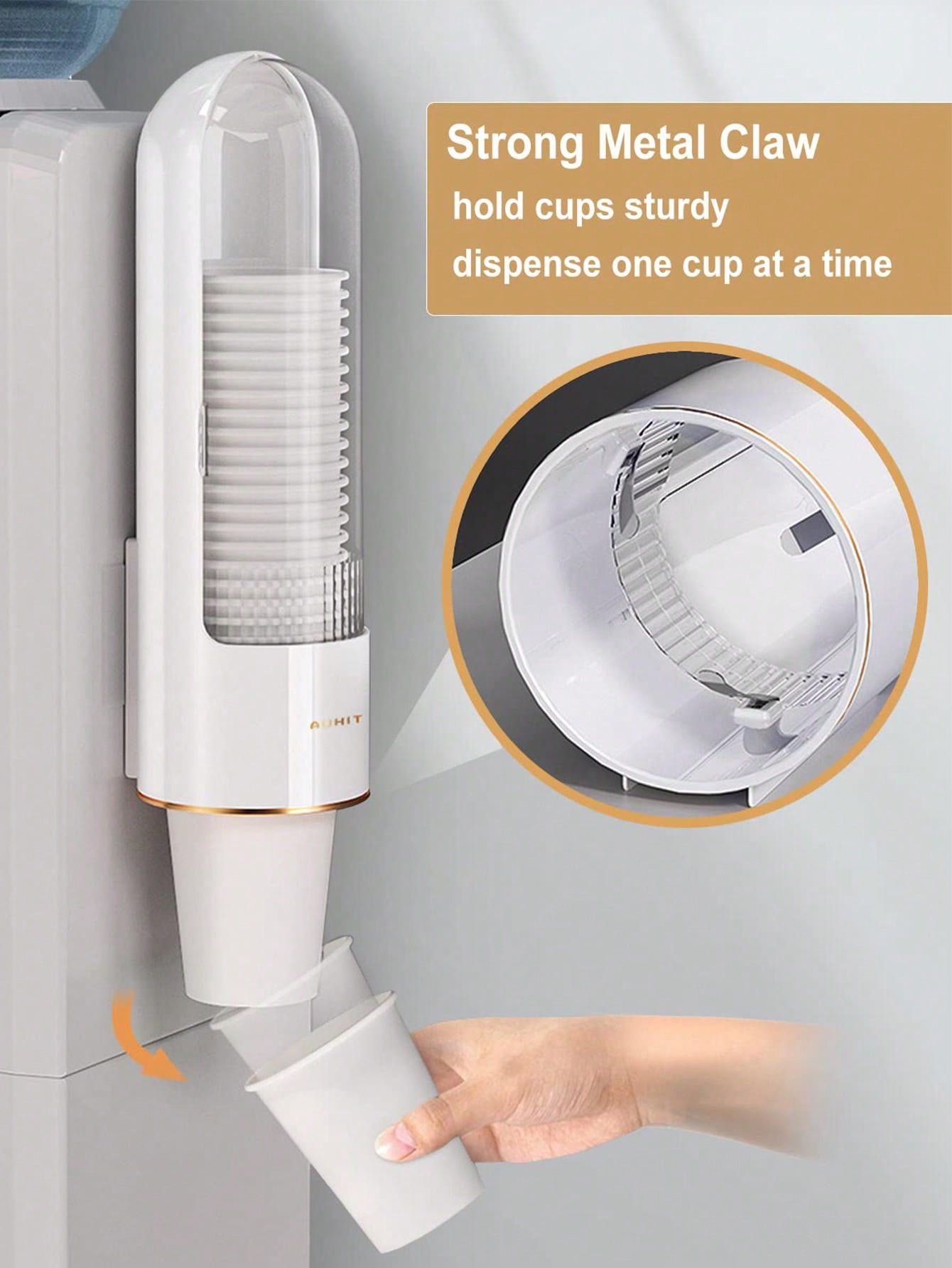 1PC Cup Dispenser, Bathroom Water Cooler Cup Dispenser For 3oz To 7oz ...