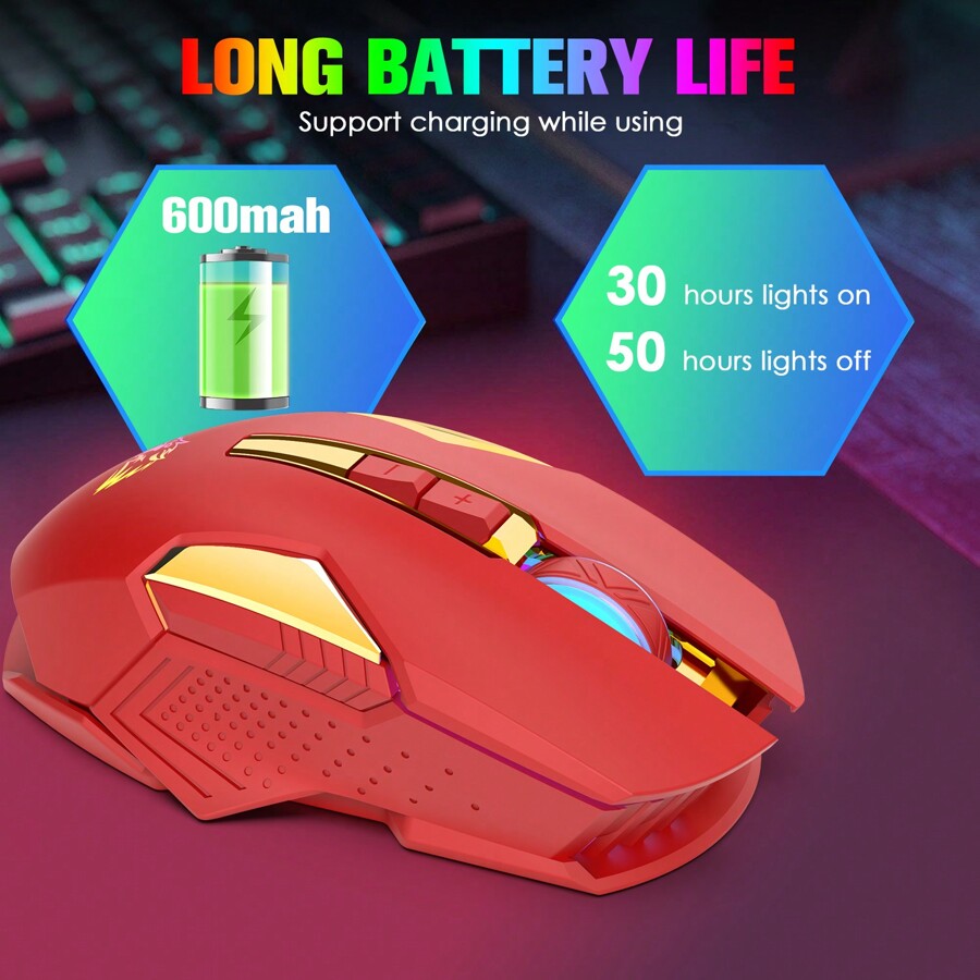 เมาส์เกมไร้สาย ATTACK SHARK X ZIYOULANG ชาร์จแบตเตอรี่ได้, ไฟ RGB เรน ...