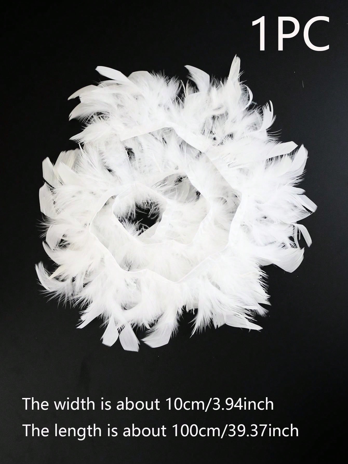 1pc White Feather Trim With Fabric Border, Diy Feather Dress Dance ...