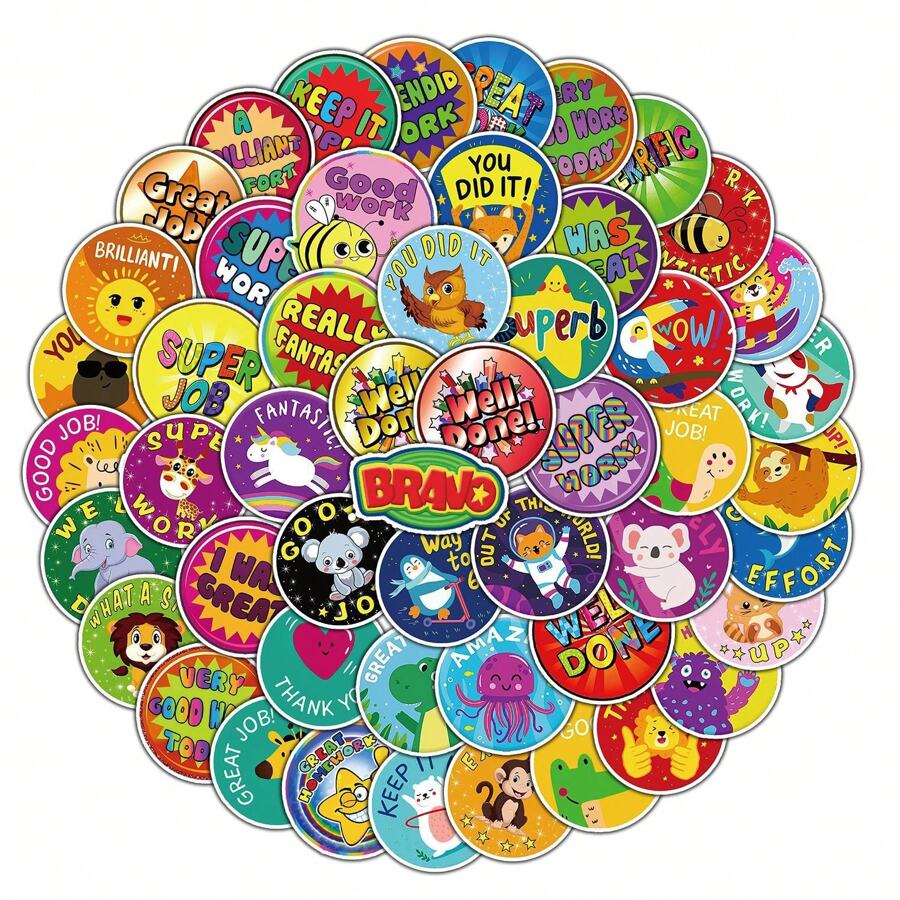 50pcs/Pack Children Reward Encourage Cartoon Stickers For Laptop ...