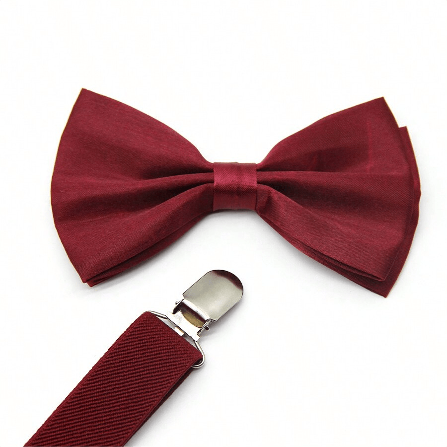 1set Men's Solid Color Braces & Bowtie Set, Men's Solid Color Elastic ...