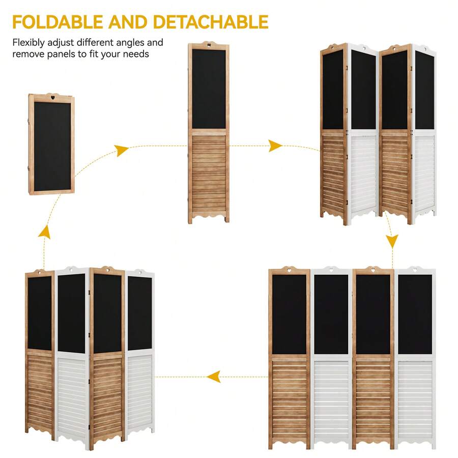 YITAHOME Room Divider, 4 Panel Folding Privacy Screens With Chalkboard ...