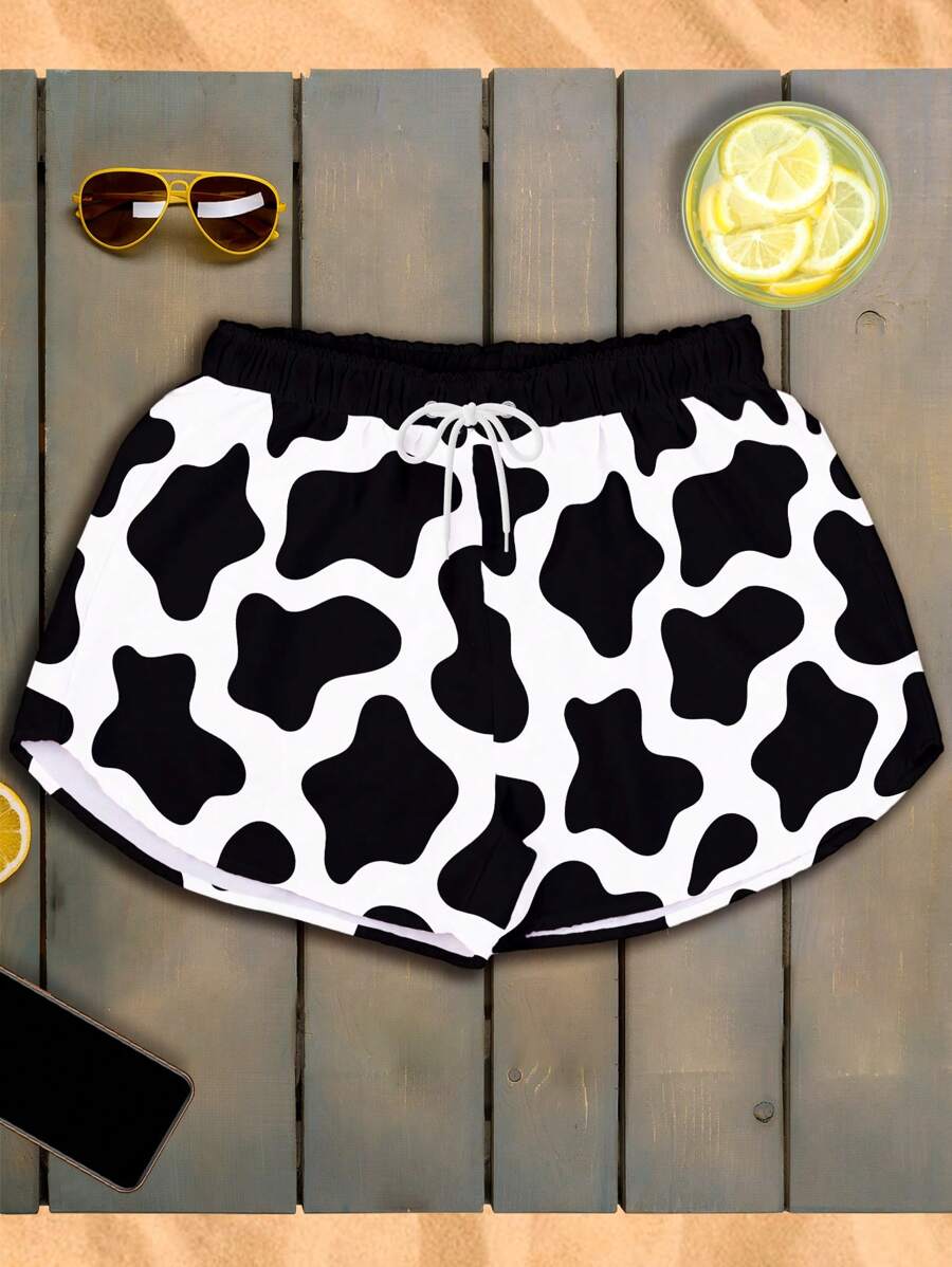 Women's Cow Print Beach Shorts, Animal Print, Ref 8001 | Mode de Mujer | SHEIN España
