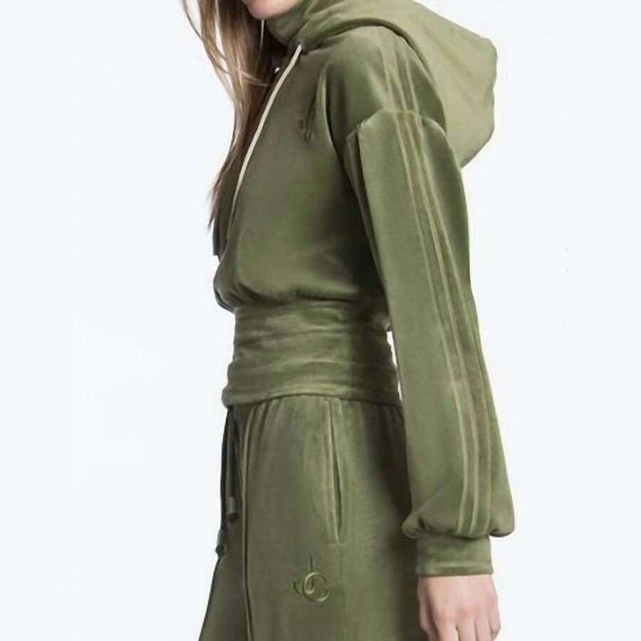Juicy Couture Mock Neck Hoodie In Olive | SHEIN USA
