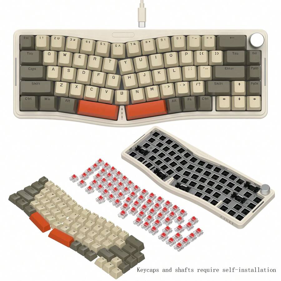 AKS068 Alice Layout Wired Mechanical Keyboard, Gasket Mount 68 Keys ...