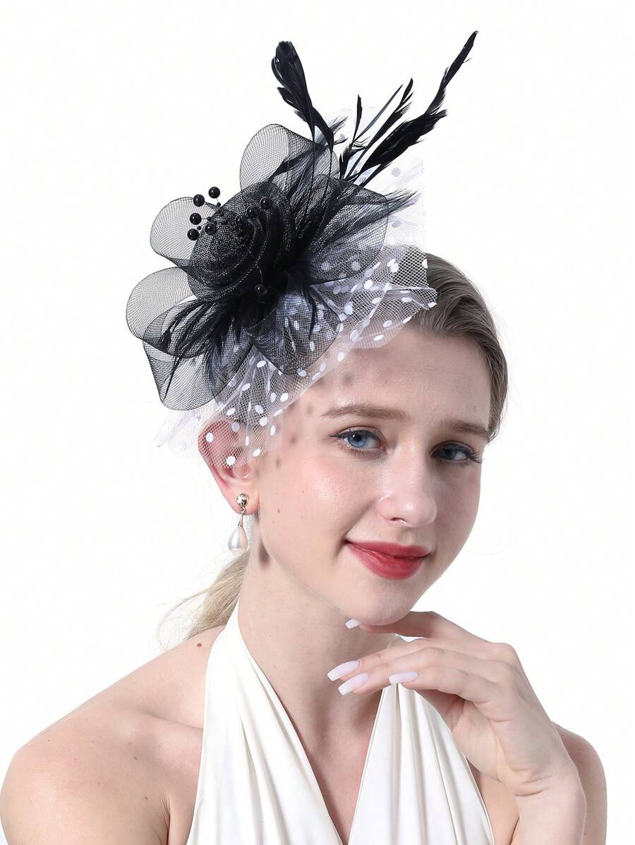 Fascinators For Women Tea Party Headband Derby Hat Mesh Feathers Hair ...