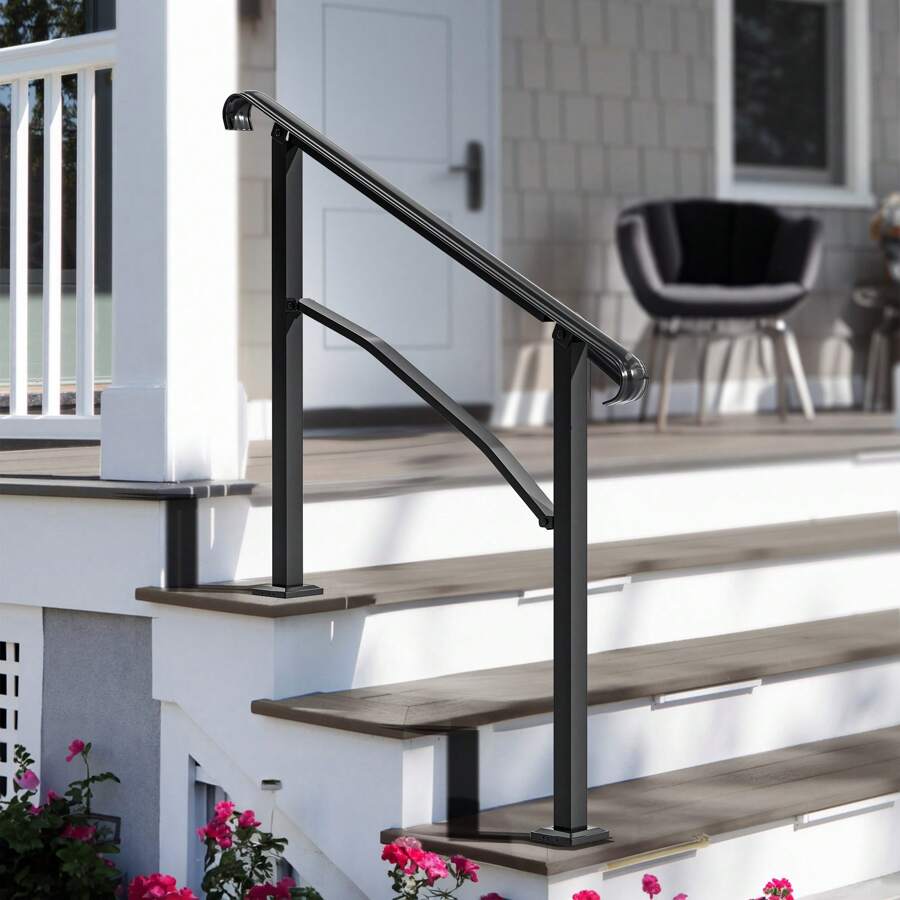 Homnibu Handrails For Outdoor Steps, 2-3 Step Stair Railing Outdoor 39. ...