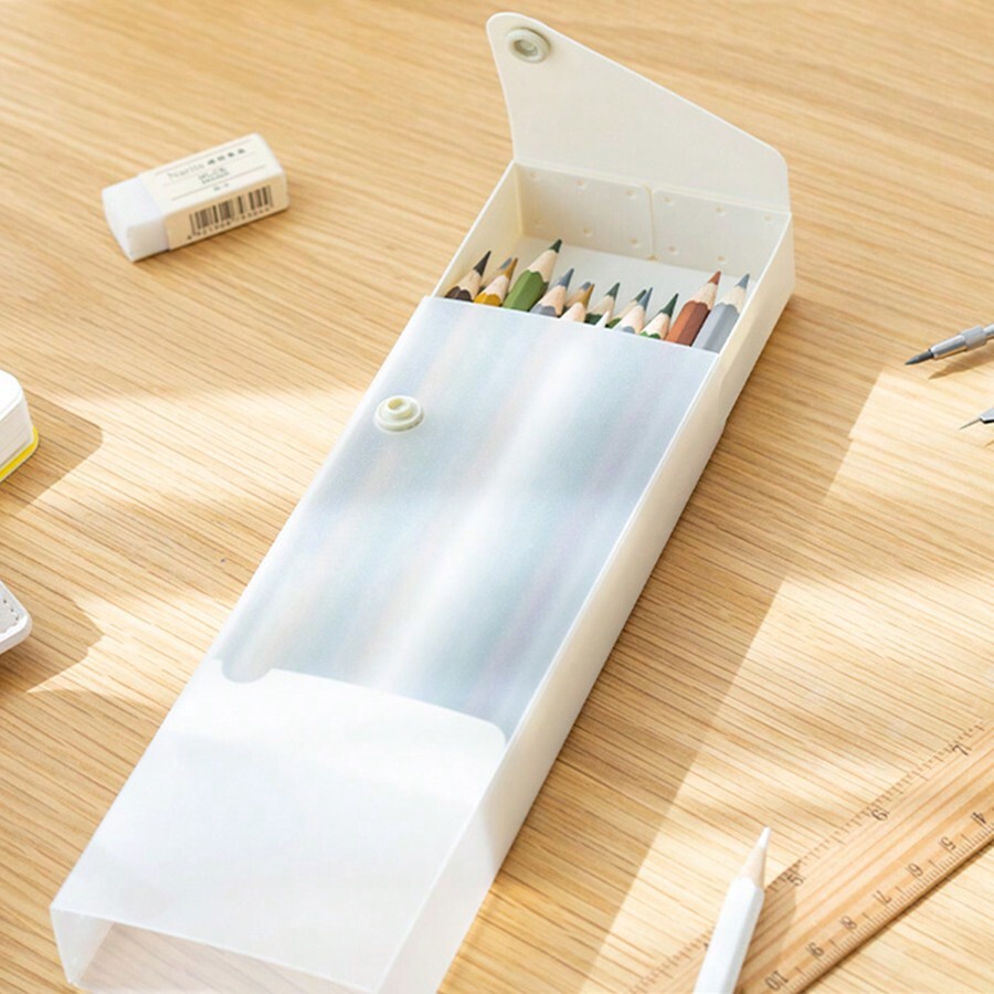 1pc Clear Plastic Pencil Box, Minimalist & Premium Stationery Case For ...