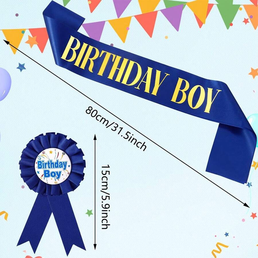 Birthday King Crown, Birthday Sash And Button Pins Birthday Party ...