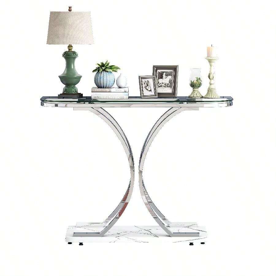 O&K FURNITURE Modern Console Tables For Entryway, Glass Entrance Table ...
